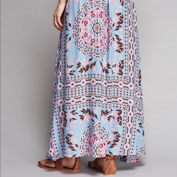 Skirts | Pandora Maxi Skirt Long Blue Pink | Poshmark